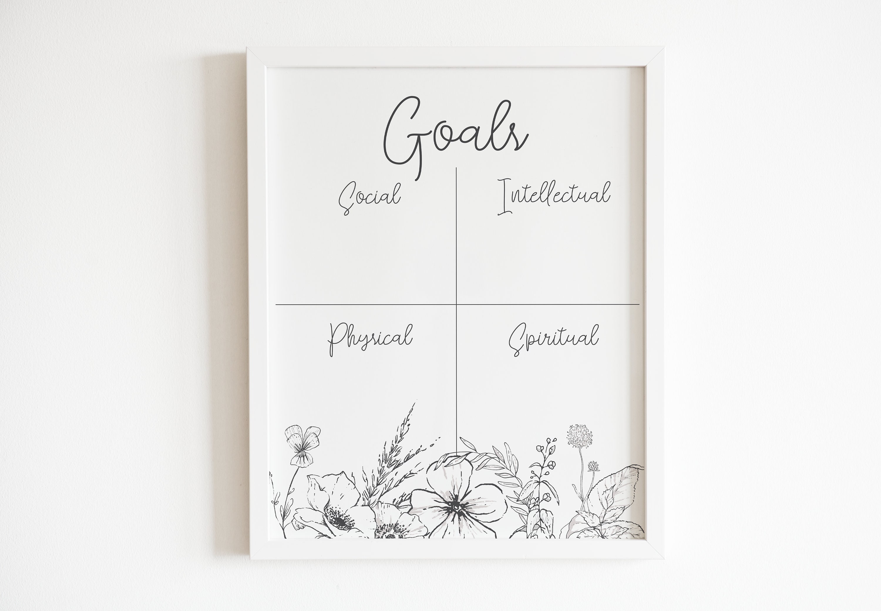Four Goals Printable B&W Floral COLORING Page. Goal Prints. Spiritual ...