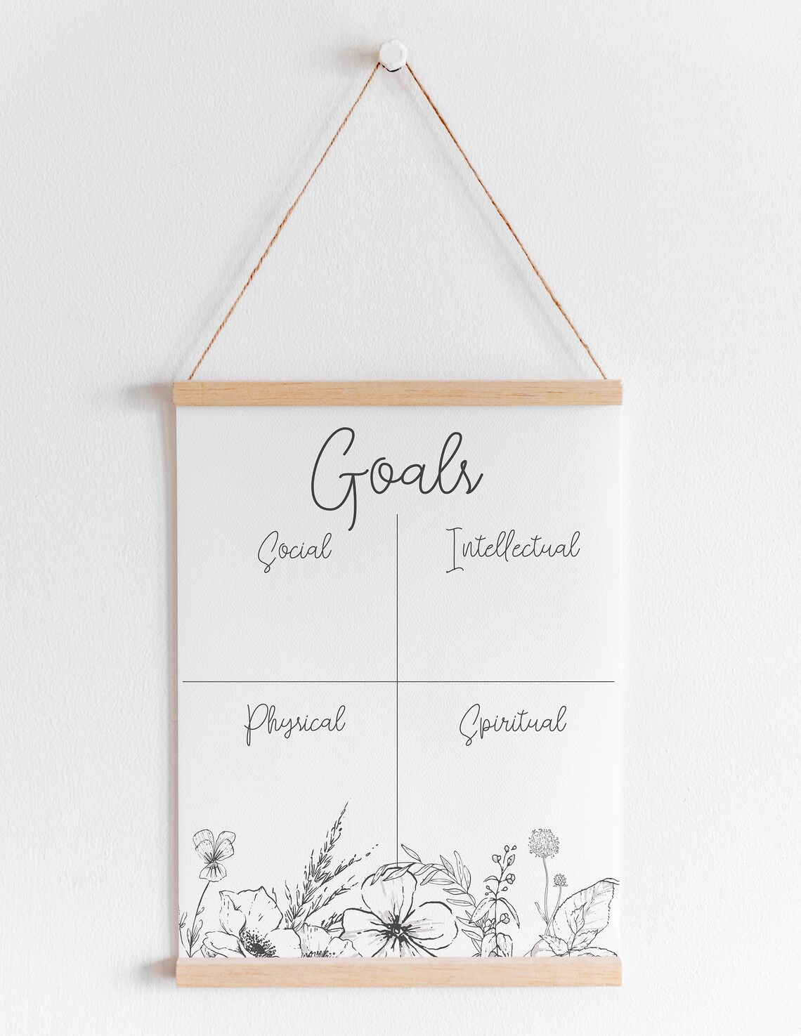 Four Goals Printable - B&W Floral COLORING Page. Goal Prints. Spiritual ...