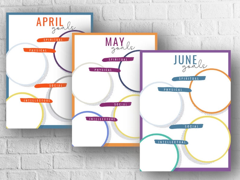 Monthly Goal Printables. Goal Prints. Spiritual, Physical, Intellectual ...