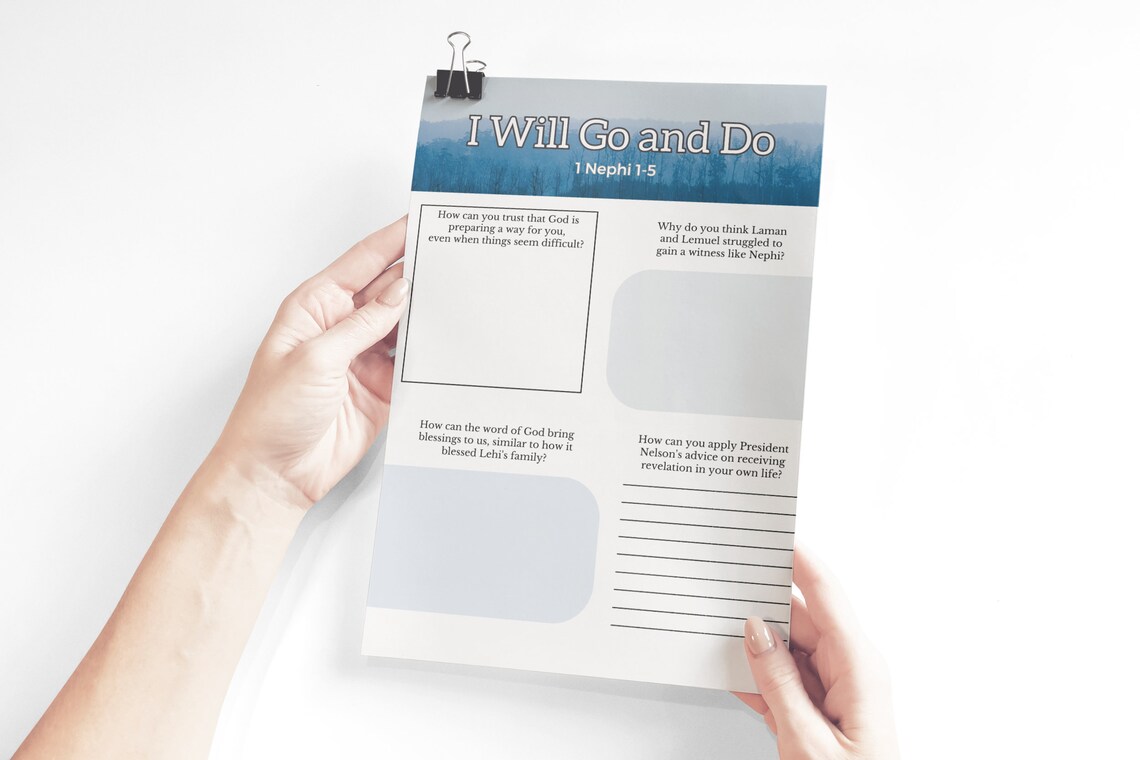 I Will Go and Do 1 Nephi 1-5 January 8-14 LDS Lesson Worksheet ...