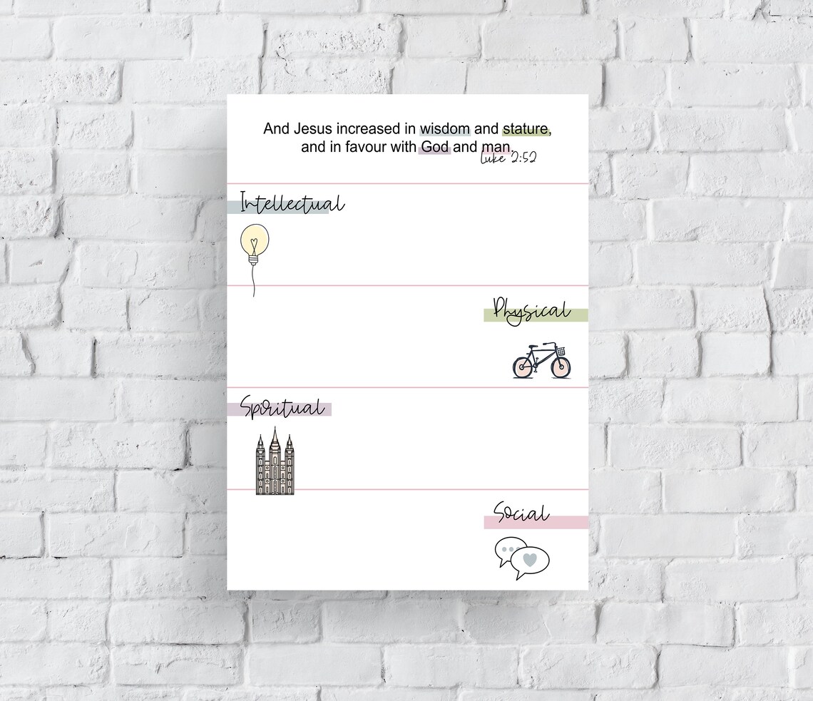 Four Goals Printable. Goal Prints. Spiritual, Physical, Intellectual ...