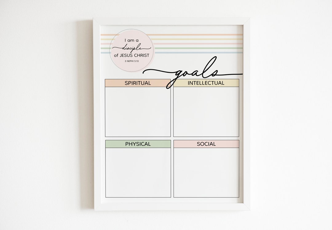 Four Goals Printable - Goal Prints. Spiritual, Physical, Intellectual ...