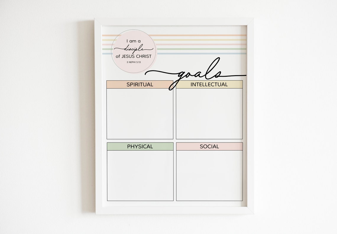 Four Goals Printable - Goal Prints. Spiritual, Physical, Intellectual ...