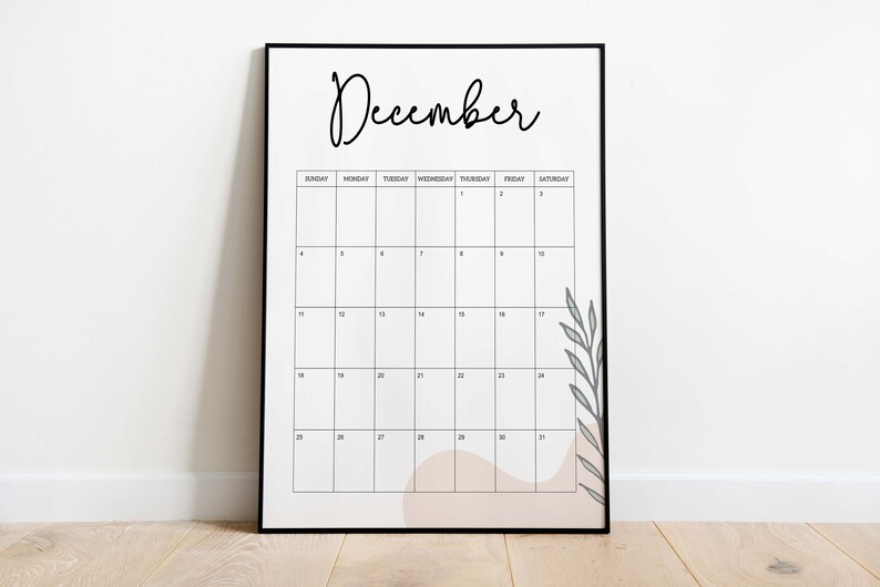 2022 Printable Monthly Calendar. 12 Month Calendar. Desk Calendar ...