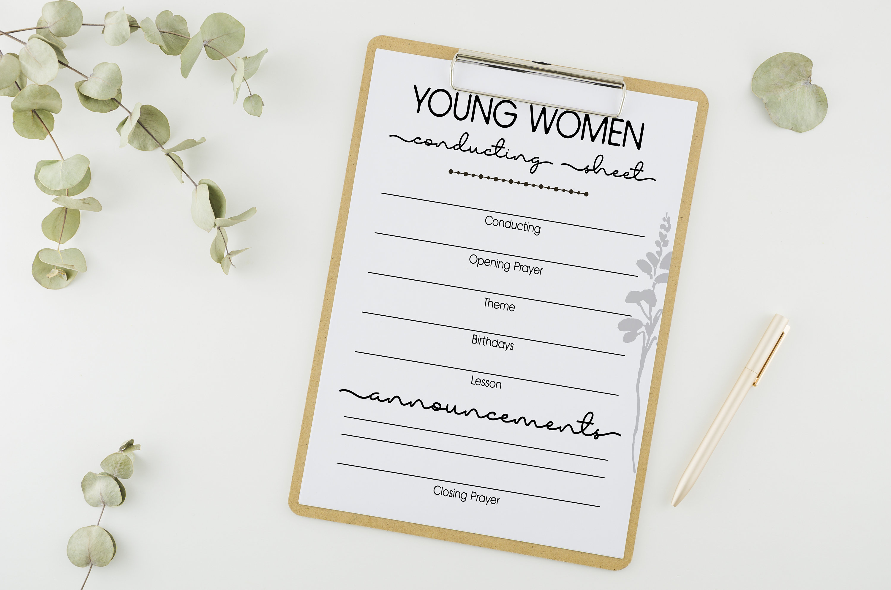 NEW 2023 Young Women Conducting Sheet for Class Opening Exercises ...