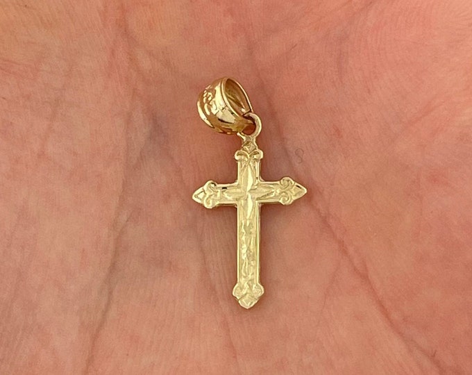 14k Solid Gold Cross Pendant Religious Pendant Necklace Charm - Etsy