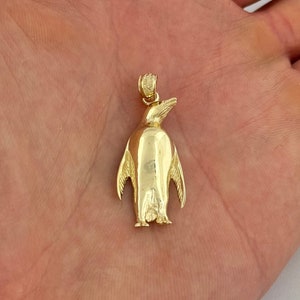 14k Solid Yellow Gold Penguin Charm Animal Pendant - Etsy