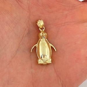 14k Solid Yellow Gold Penguin Charm Animal Pendant - Etsy