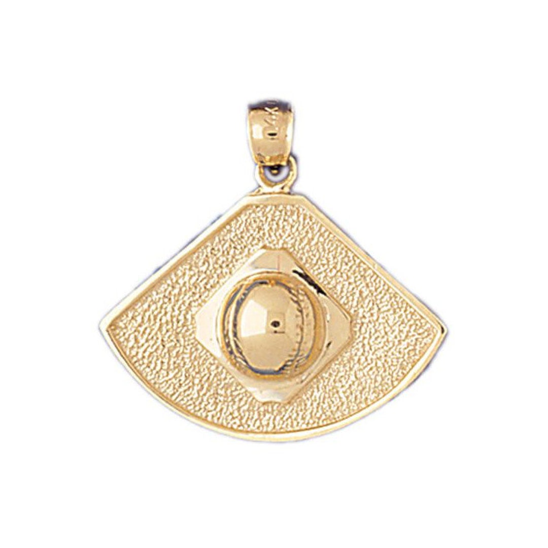 14k Solid Yellow Gold Baseball Charm Sports Pendant Baseball Gift - Etsy