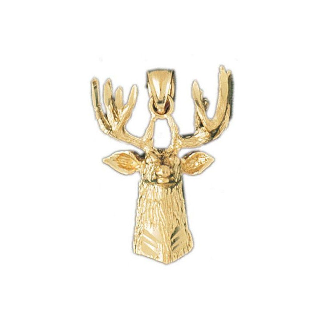 14k Solid Yellow Gold Deer Charm Animal Elk Pendant - Etsy