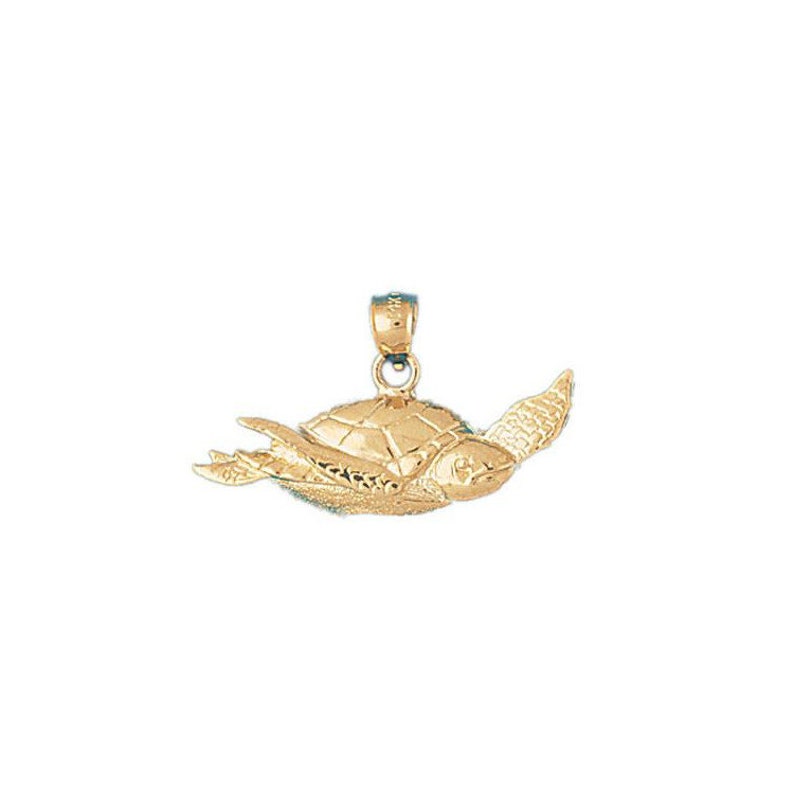 14k Solid Yellow Gold Turtle Pendant Nautical Charm - Etsy