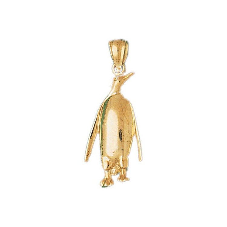 14k Solid Yellow Gold Penguin Charm Animal Pendant | Etsy