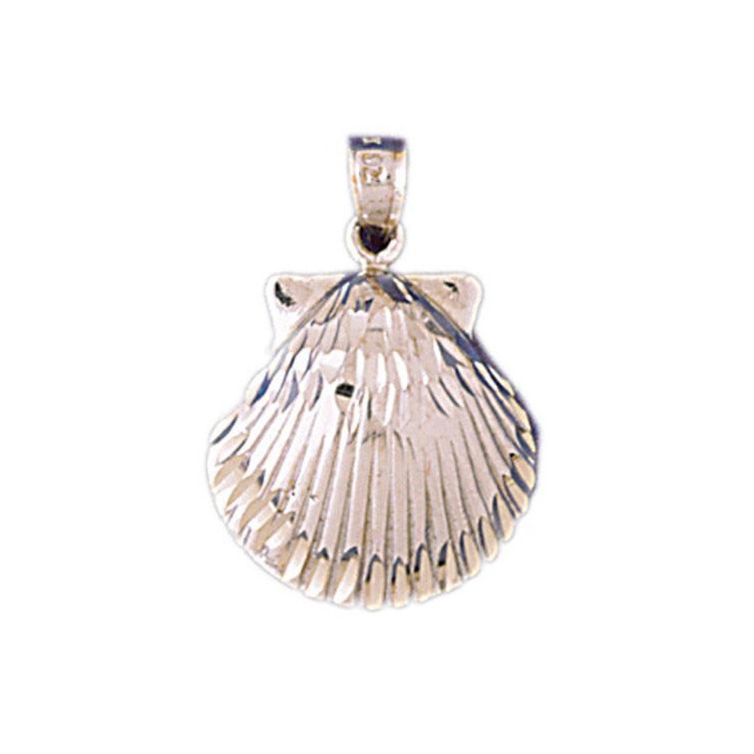 14k White Gold Shell Nautical Charm Pendant - Etsy