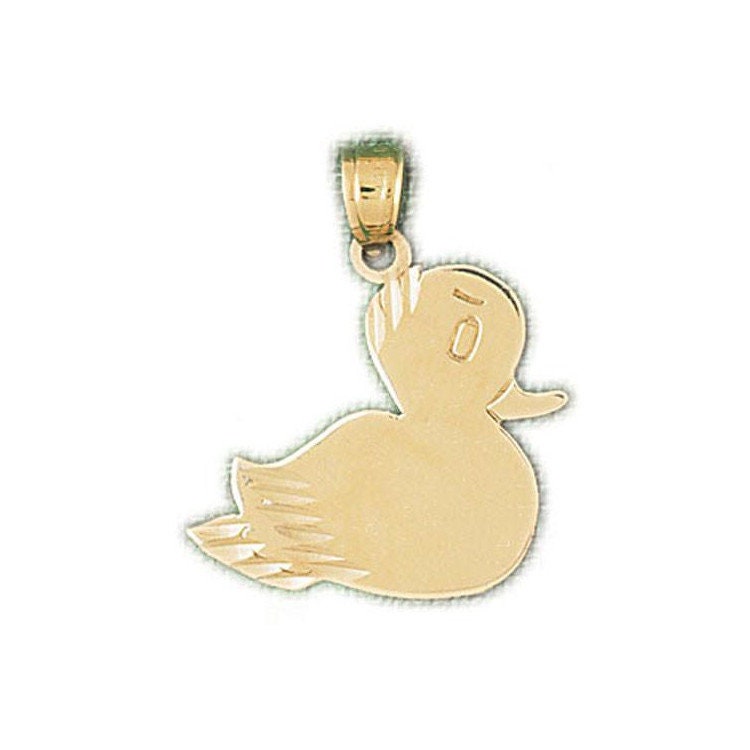 14k Solid Yellow Gold Baby Duck Charm Animal Bird Pendant | Etsy