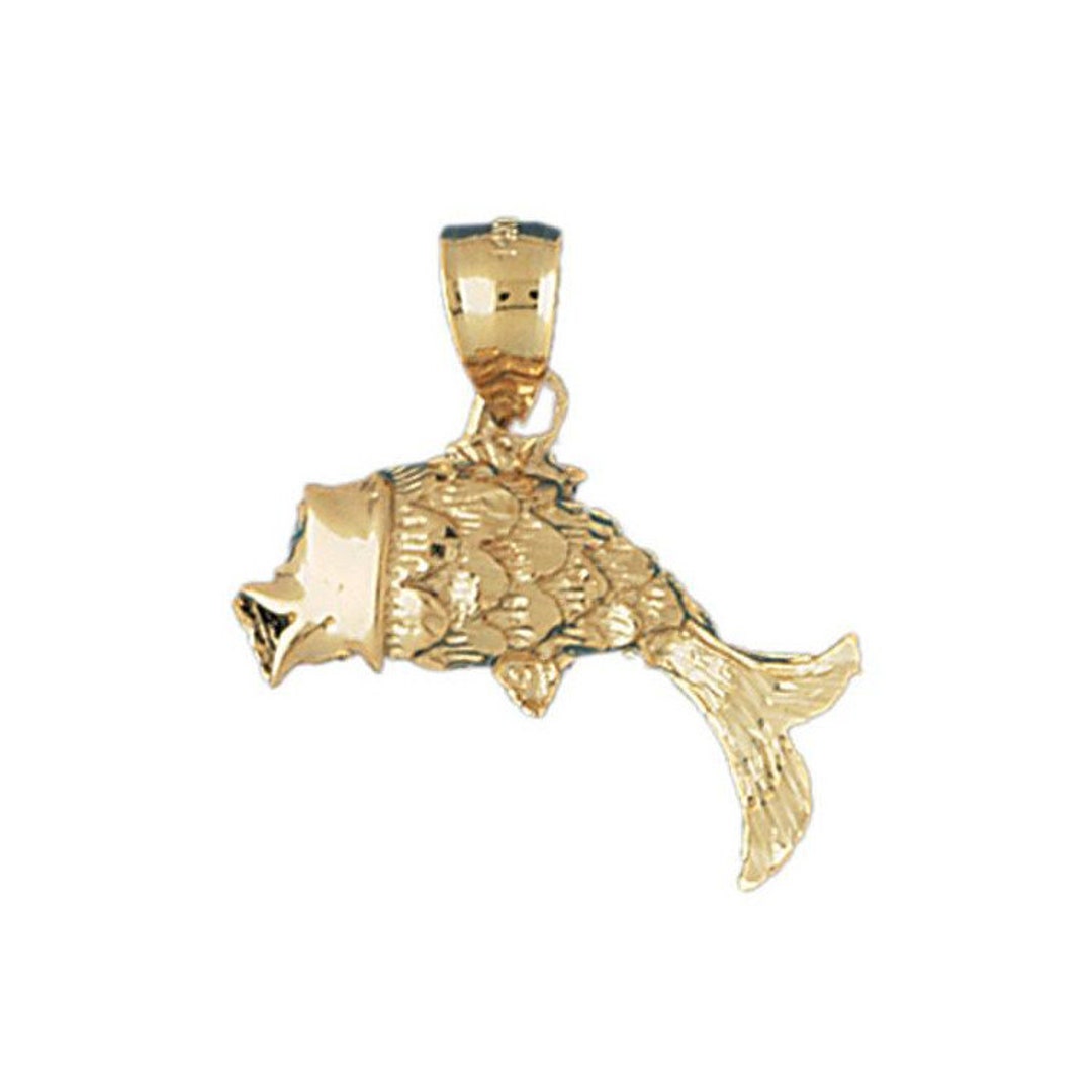 14k Solid Yellow Gold Goldfish Nautical Charm Fish Pendant - Etsy