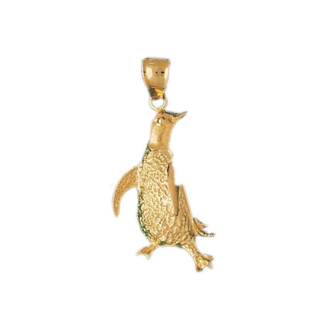 14k Solid Yellow Gold Penguin Charm Animal Pendant - Etsy