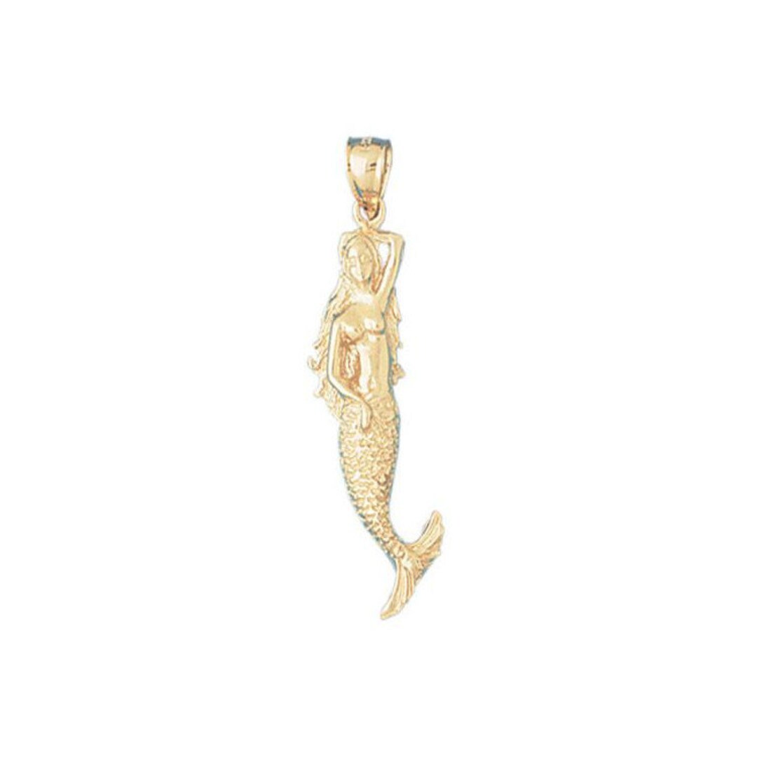 14k Solid Yellow Gold Mermaid Nautical Charm Fish Pendant - Etsy