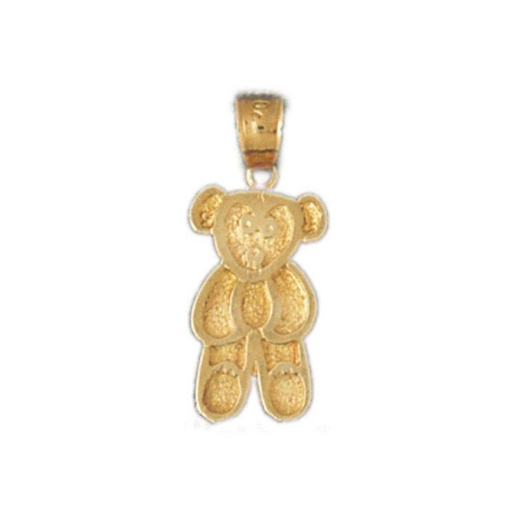 14k Solid Yellow Gold Teddy Bear Charm Animal Baby Bear | Etsy