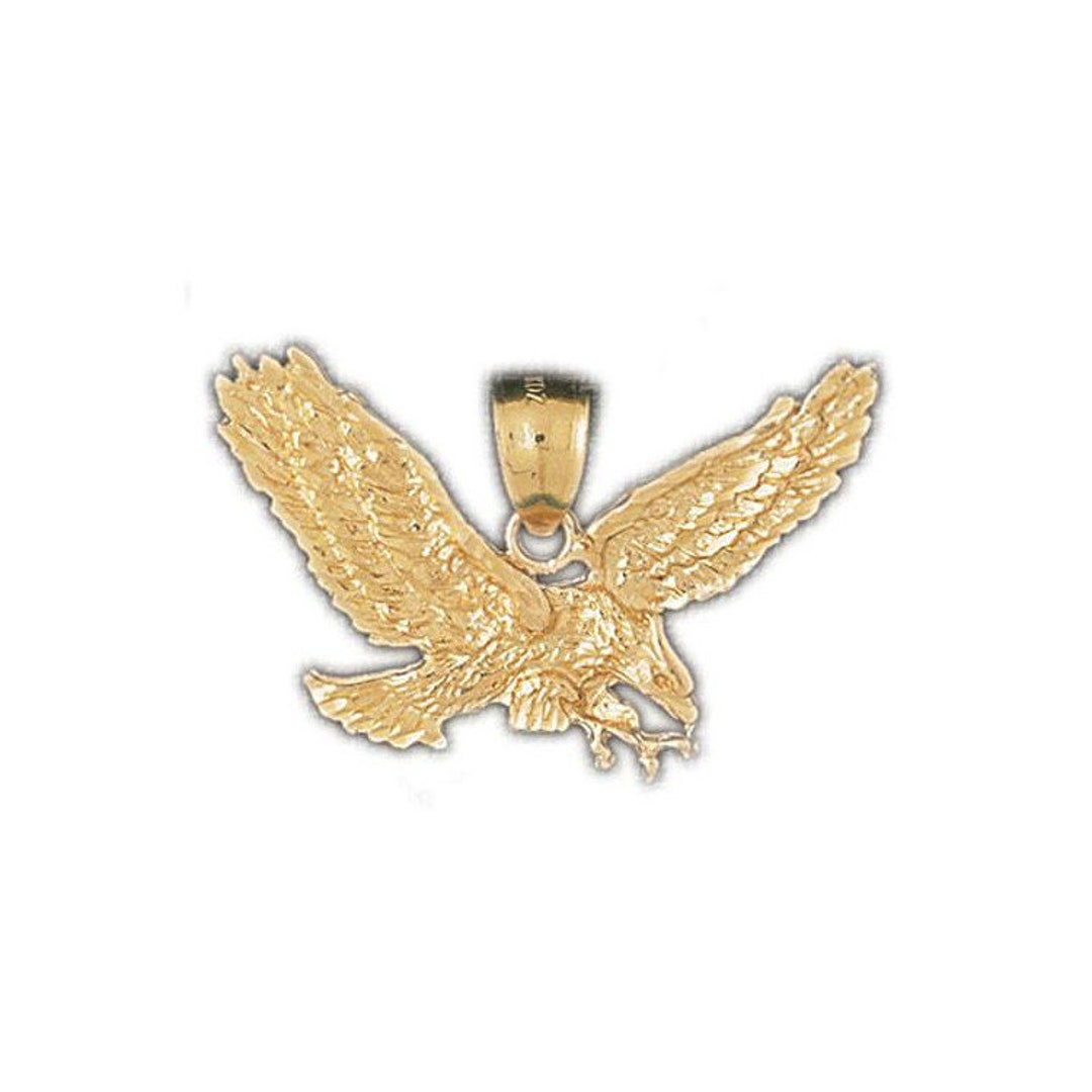 14k Solid Yellow Gold Eagle Charm Animal Bird Pendant - Etsy