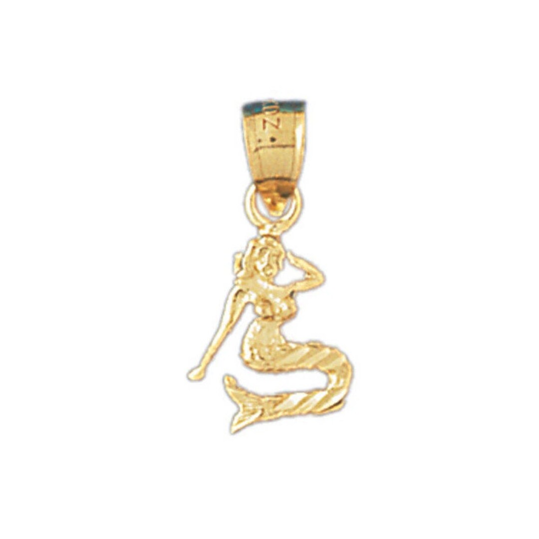 14k Solid Yellow Gold Mermaid Nautical Charm Fish Pendant - Etsy