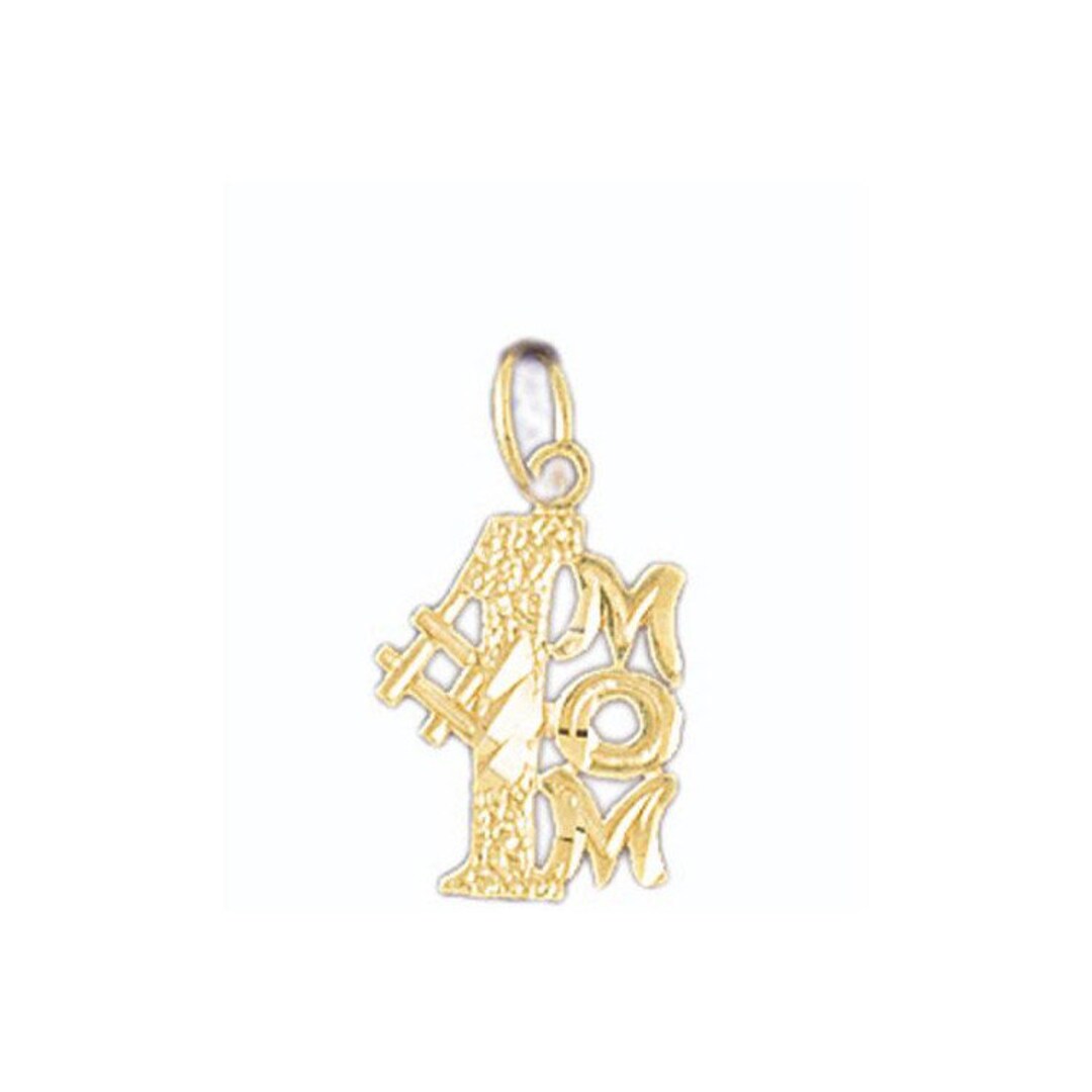 14k Gold 1 Mom Pendant Birthday Gift Mothers Day Gift for Mom - Etsy