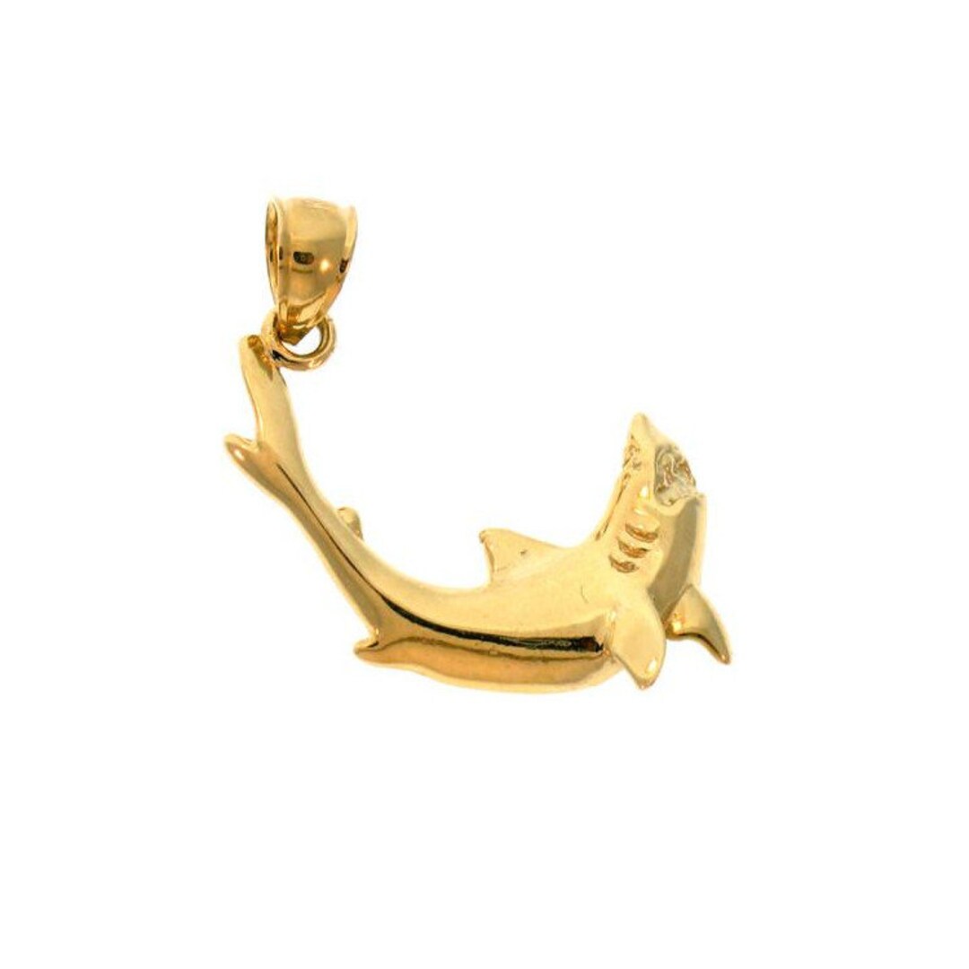 14k Gold Shark Pendant Nautical Charm - Etsy