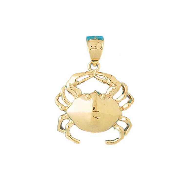 14k Solid Yellow Gold Crab Pendant Nautical Charm | Etsy