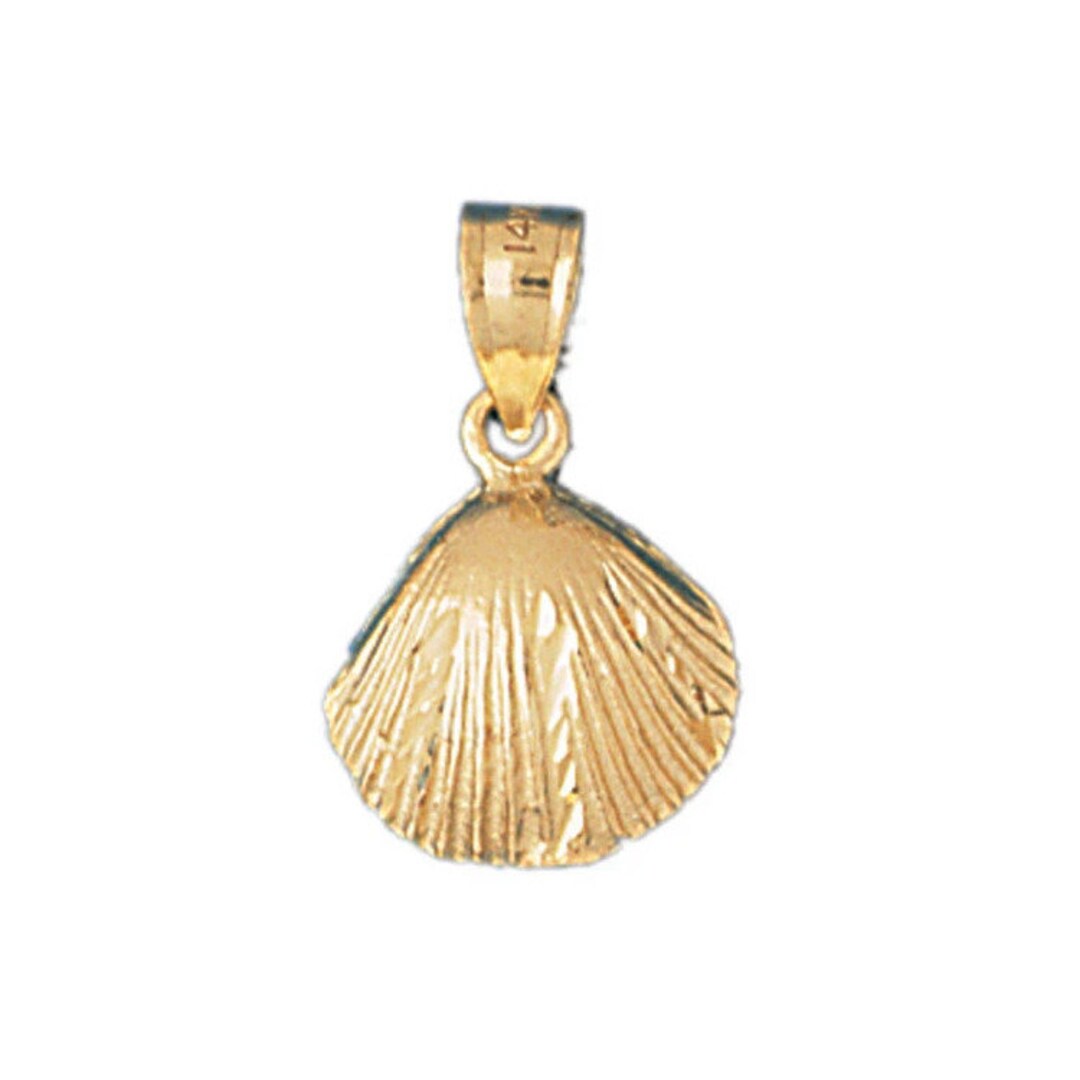 14k Yellow Gold Shell Nautical Charm Pendant - Etsy