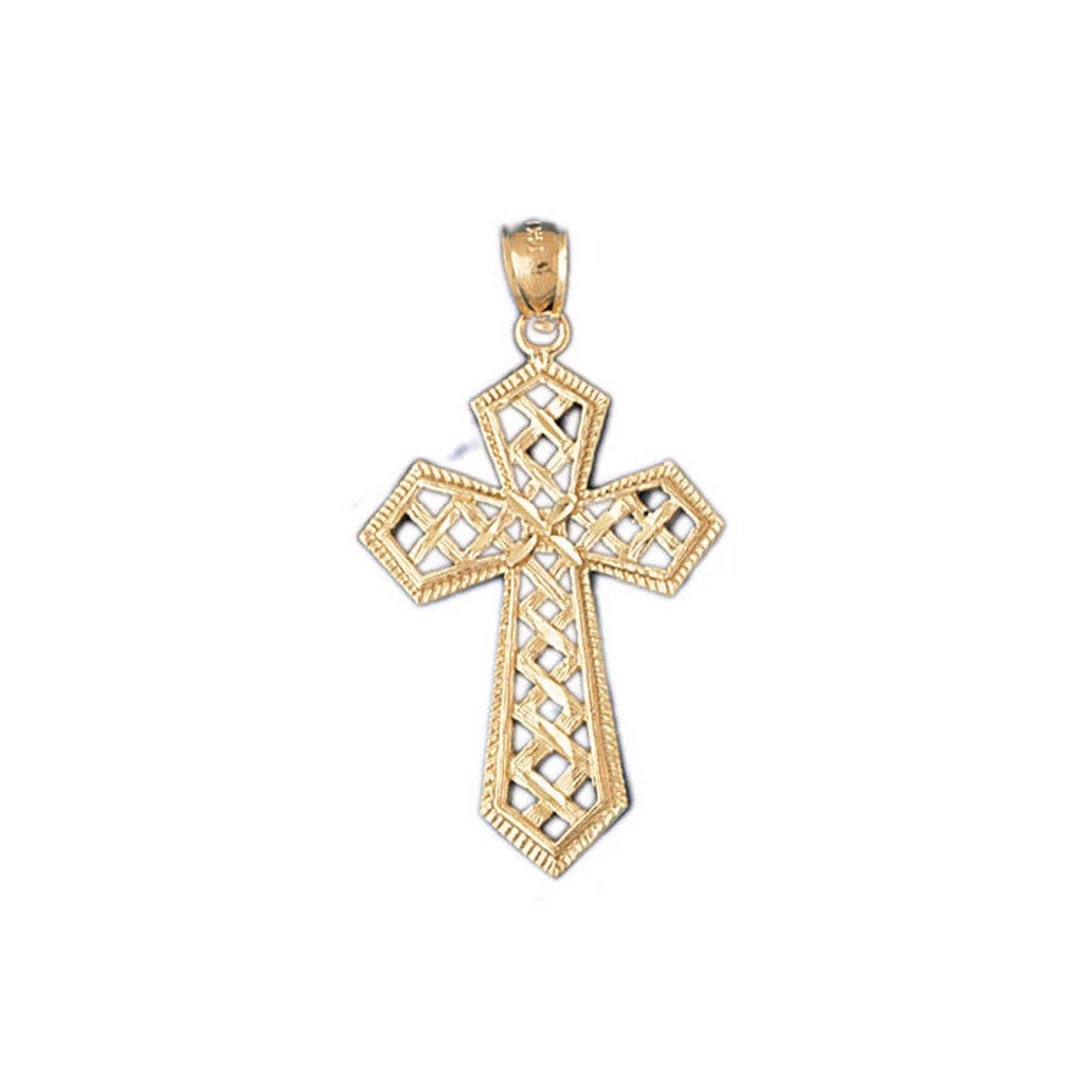 14k Solid Gold Cross Pendant Religious Pendant Necklace Charm - Etsy