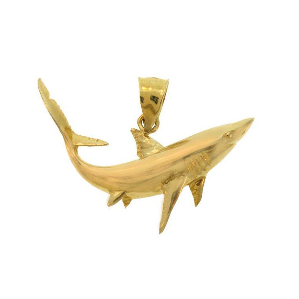 14k Gold Shark Pendant Nautical Charm - Etsy