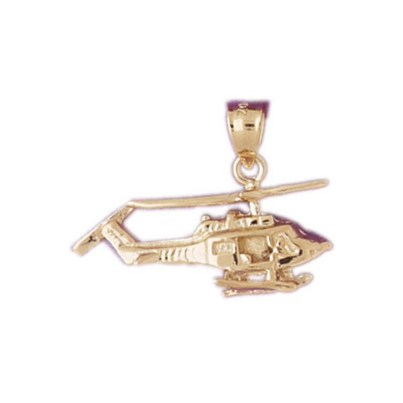14k Solid Yellow Gold Helicopter Charm Military Army Pendant - Etsy