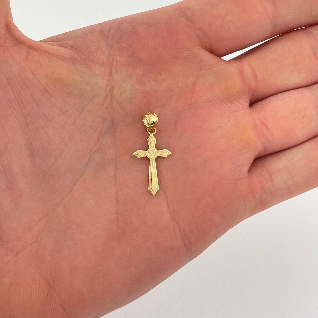 14k Solid Gold Cross Pendant Religious Pendant Necklace Charm - Etsy