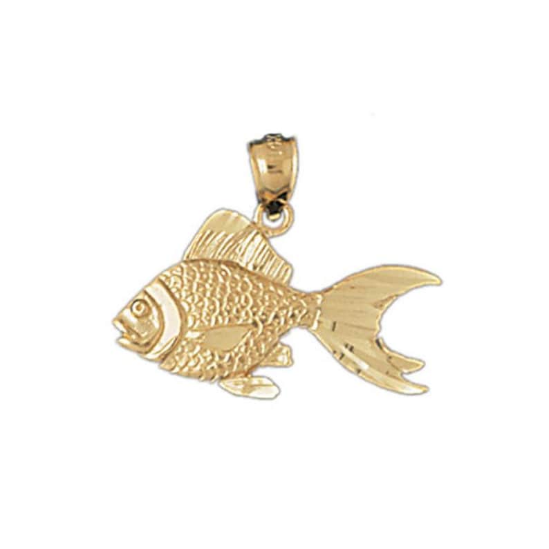 14k Solid Yellow Gold Goldfish Nautical Charm Fish Pendant - Etsy