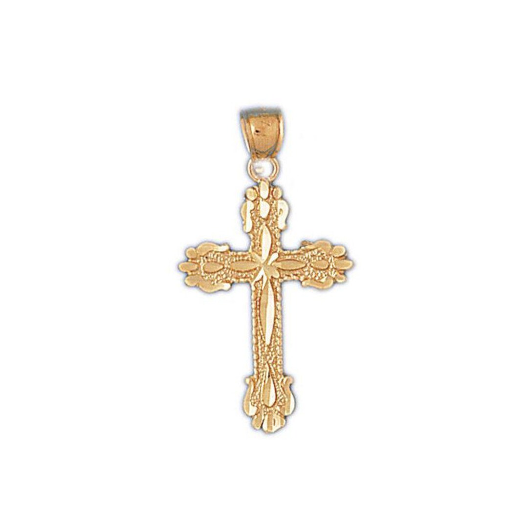 14k Solid Gold Cross Pendant Religious Pendant Necklace Charm - Etsy