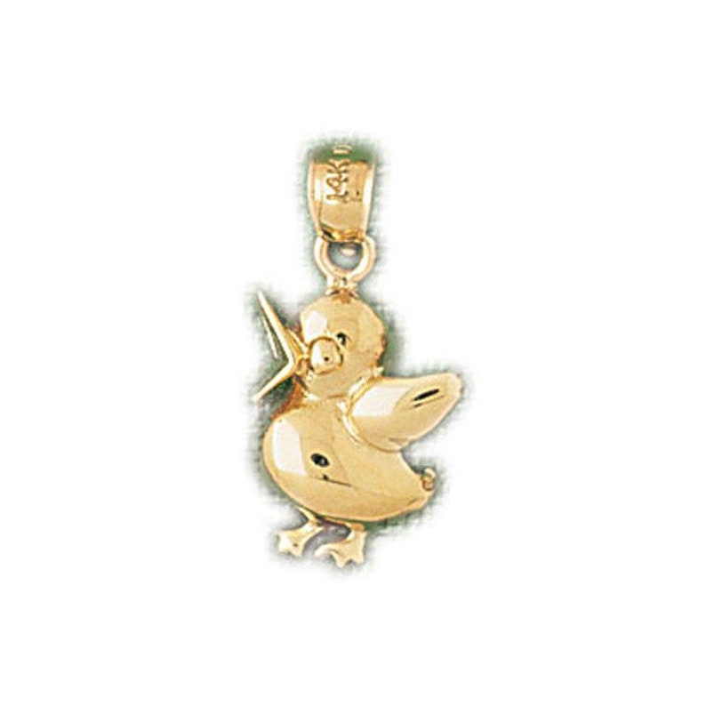14k Solid Yellow Gold Baby Duck Charm Animal Bird Pendant | Etsy