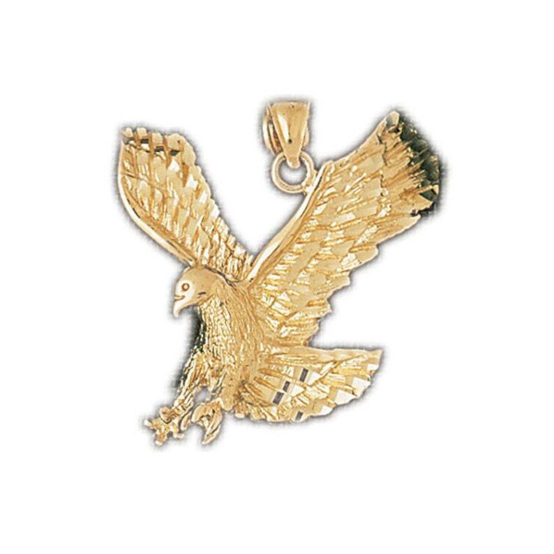 14k Solid Yellow Gold Eagle Charm Animal Bird Pendant - Etsy