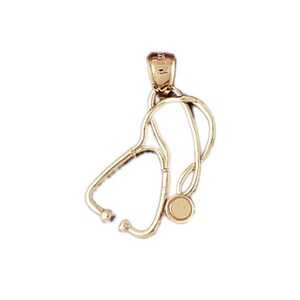 14k Solid Yellow Gold Pendant Medical Stethoscope Necklace Charm - Etsy