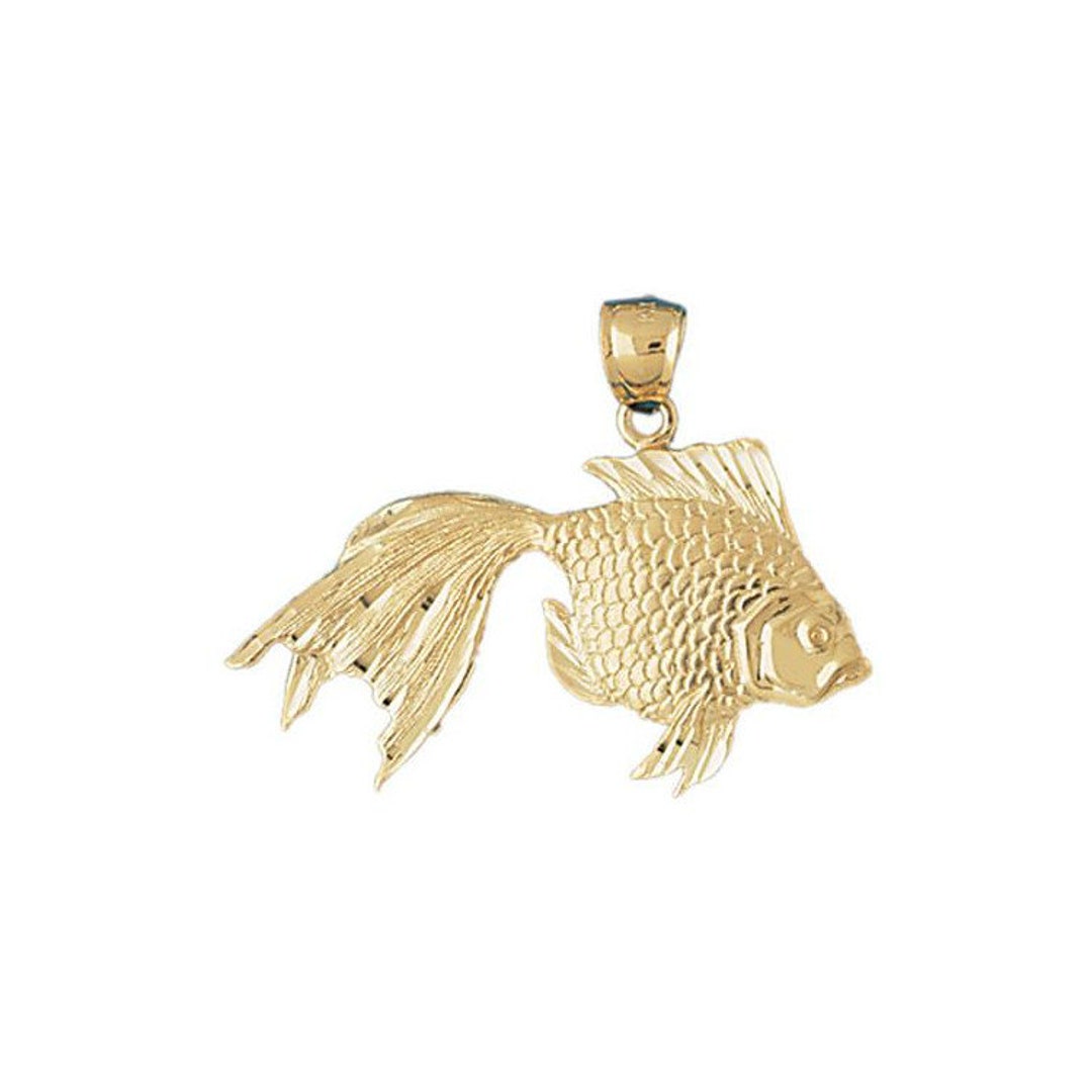 14k Solid Yellow Gold Goldfish Nautical Charm Fish Pendant - Etsy