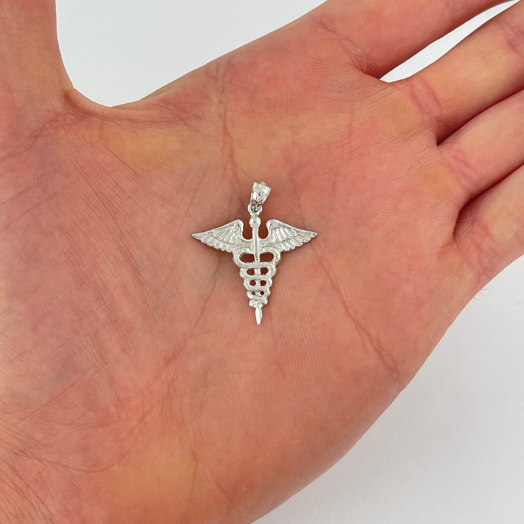 925 Sterling Silver Caduceus Medical Charm - Etsy