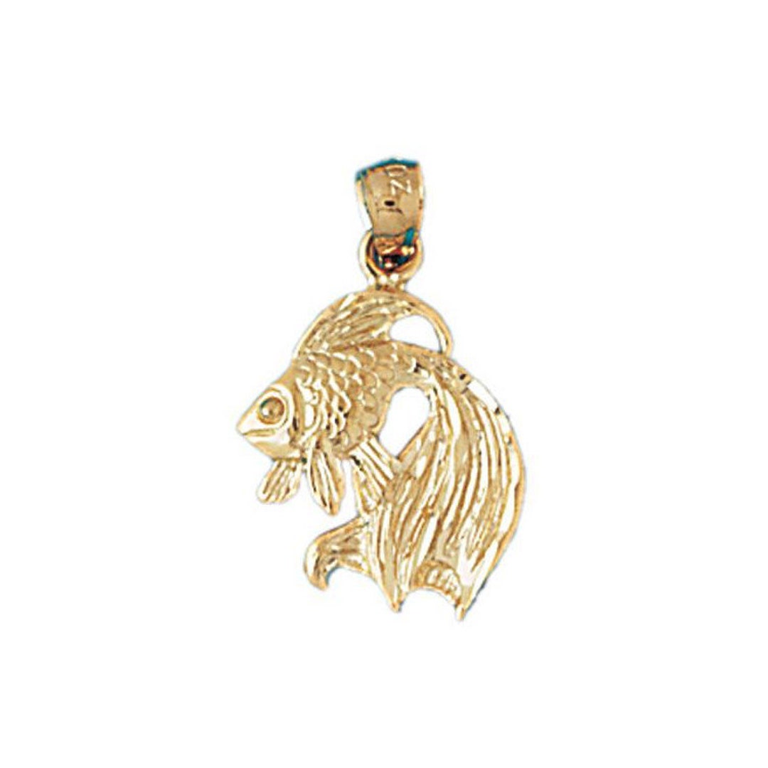 14k Solid Yellow Gold Goldfish Nautical Charm Fish Pendant - Etsy