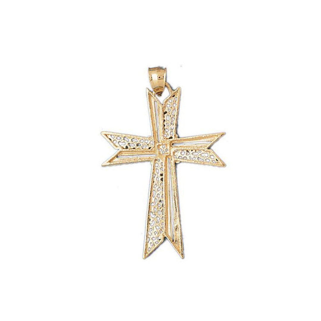 14k Solid Gold Cross Pendant Religious Pendant Necklace Charm - Etsy