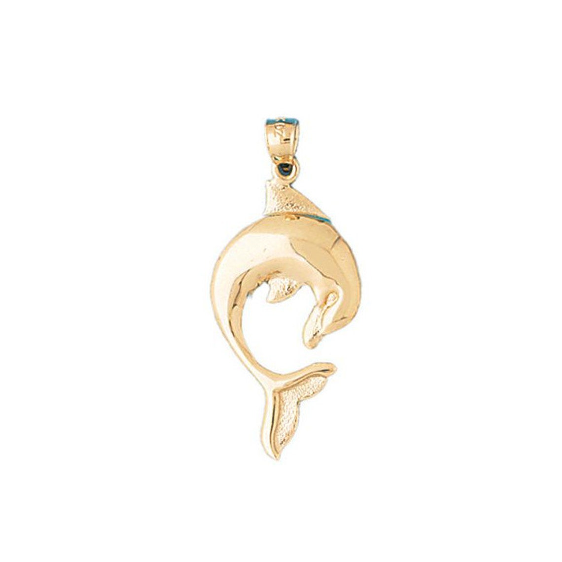 14k Solid Yellow Gold Dolphin Pendant Nautical Charm | Etsy