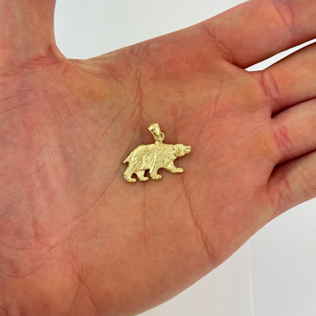 14k Solid Yellow Gold Bear Charm Animal Bear Pendant - Etsy