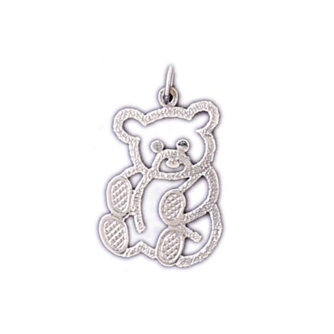 14k Solid White Gold Bear Charm Animal Bear Pendant - Etsy