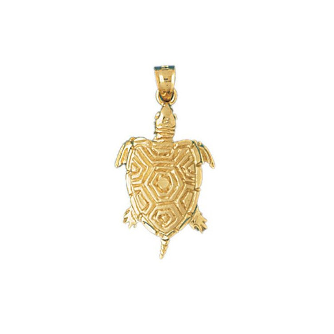 14k Solid Yellow Gold Turtle Pendant Nautical Charm - Etsy