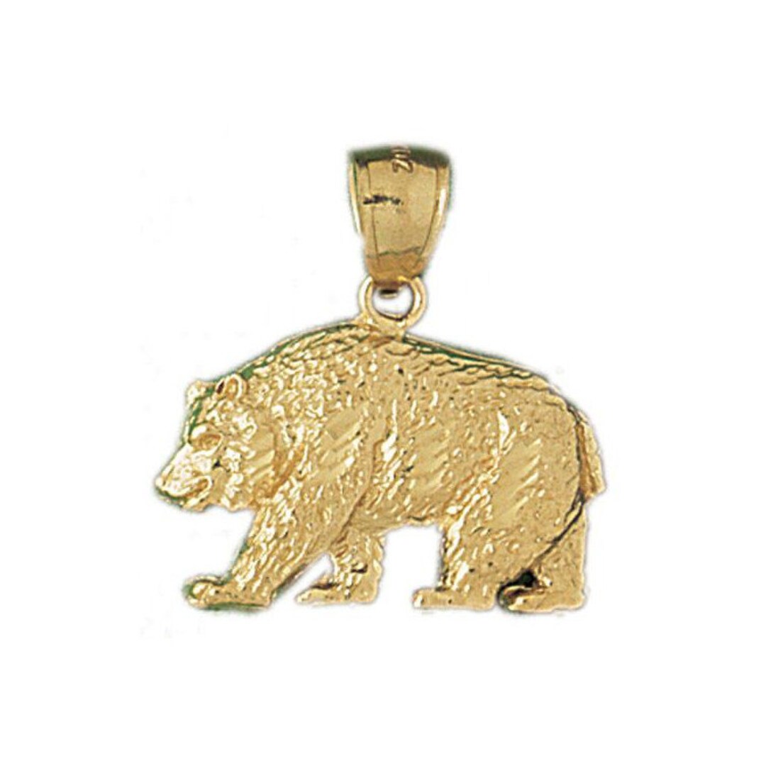 14k Solid Yellow Gold Bear Charm Animal Bear Pendant - Etsy