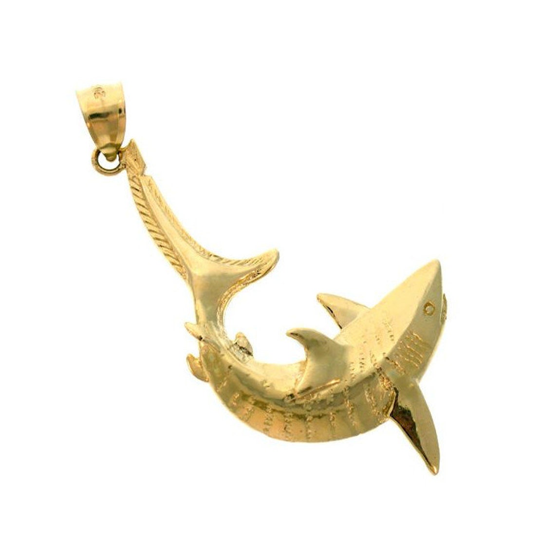 14k Gold Shark Pendant Nautical Charm - Etsy