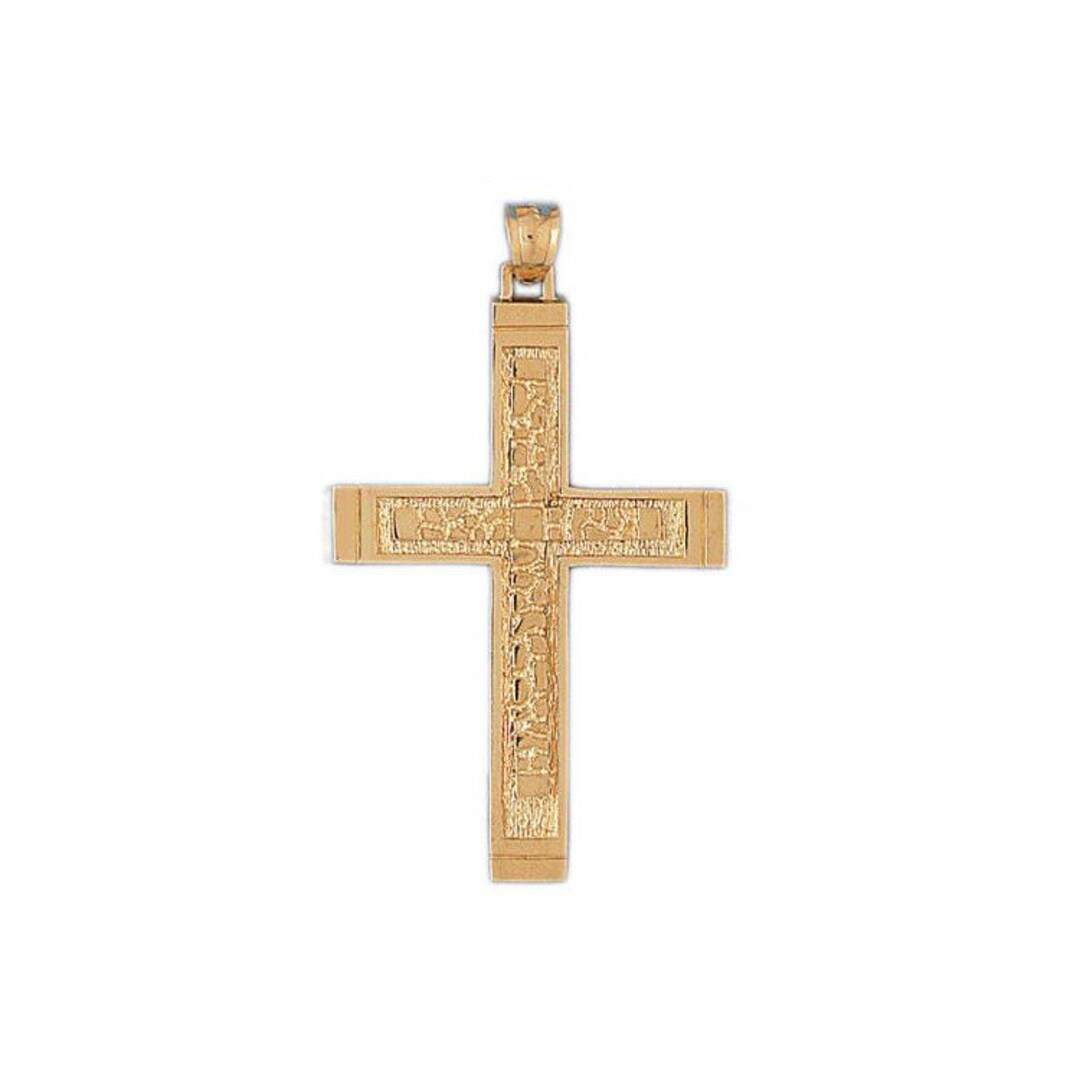 14k Solid Gold Cross Pendant Religious Pendant Necklace Charm - Etsy