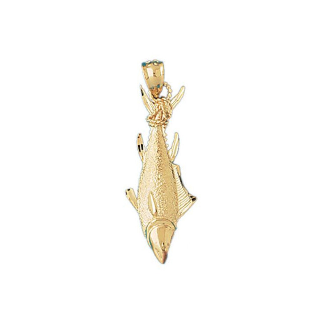 14k Solid Yellow Gold Tuna Nautical Charm Fish Pendant | Etsy