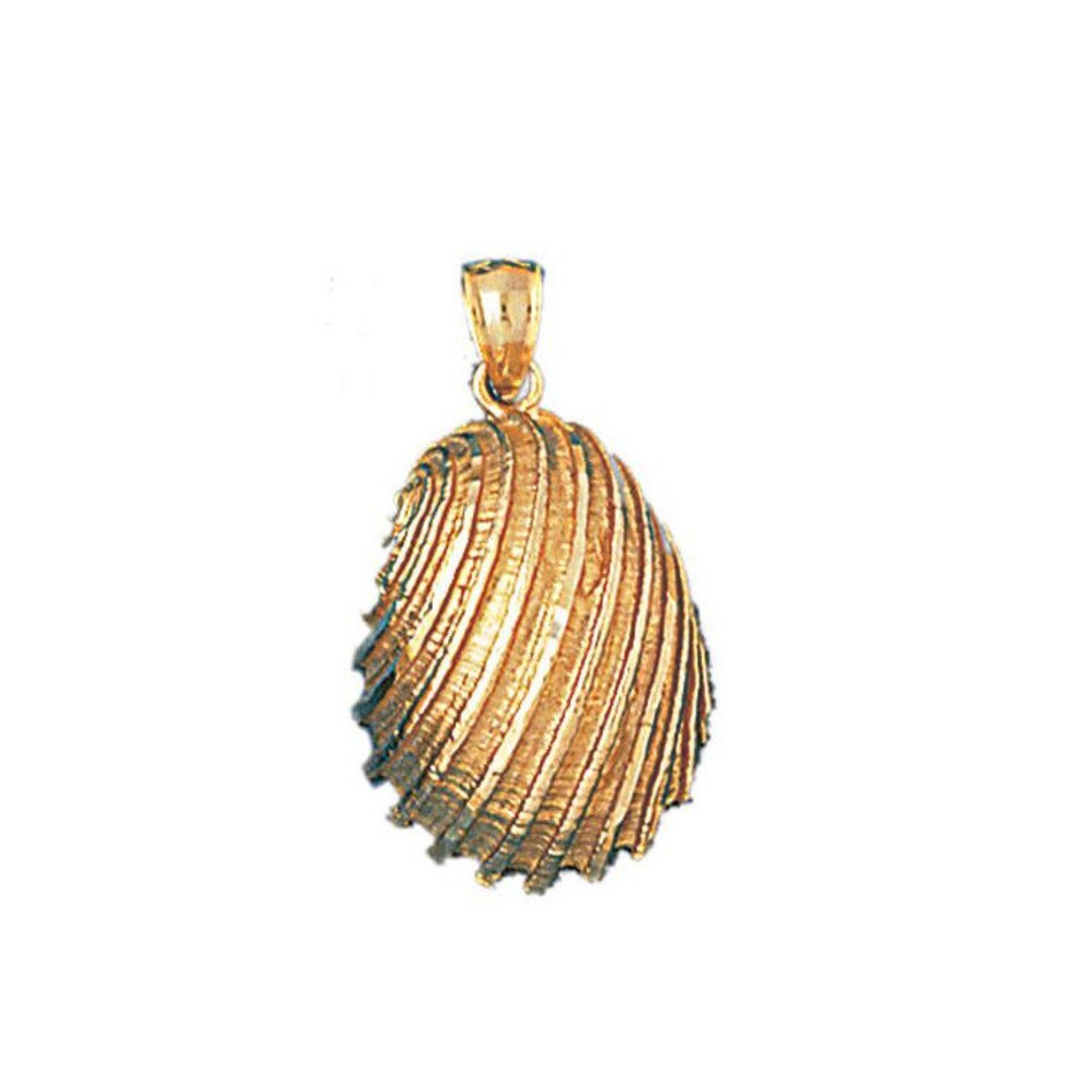 14k Yellow Gold Shell Nautical Charm Pendant - Etsy